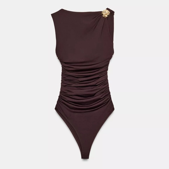 Zara | Tops | Zara Polyamide Trim Bodysuit | Poshmark